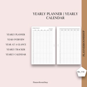 Yearly Tracker, Personal Size, Yearly Template, Year at a Glance, Year ...