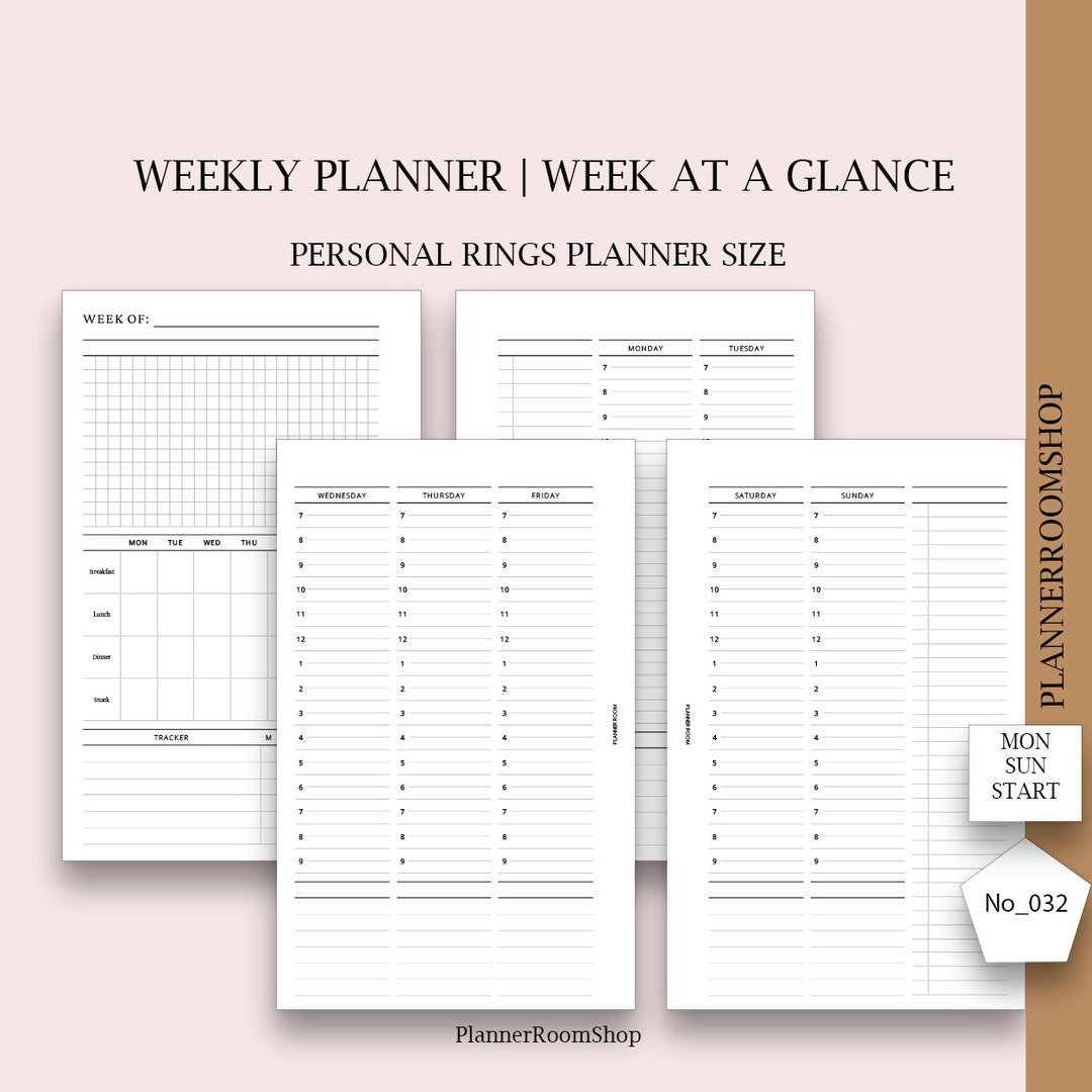 Personal Planner Printable Inserts Weekly Inserts Weekly - Etsy