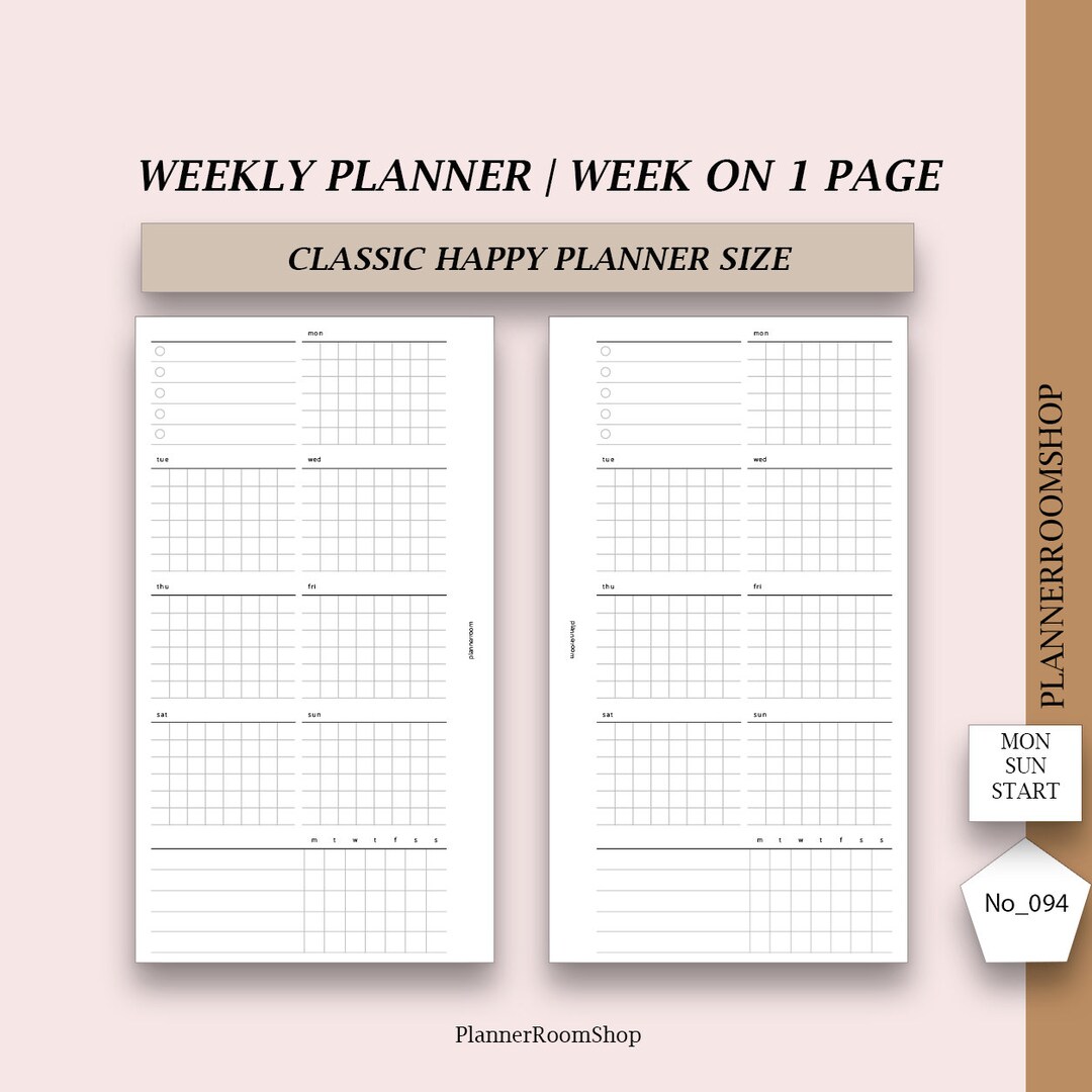 Printable ADHD Weekly Planner Adult, Week on 1 Page Inserts, Weekly ...