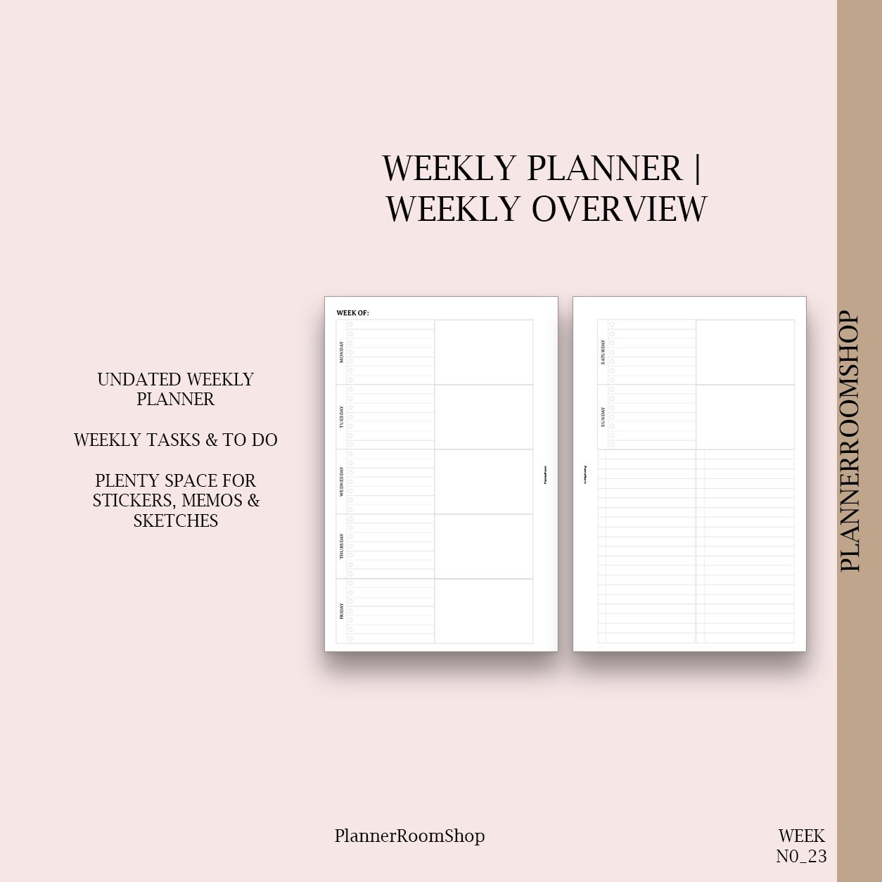 A5 Size Minimalist Weekly Overview Weekly Planner Template | Etsy