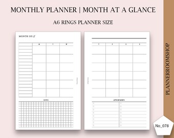 A4 Letter Size Undated Monthly Overview Planner Inserts - Etsy