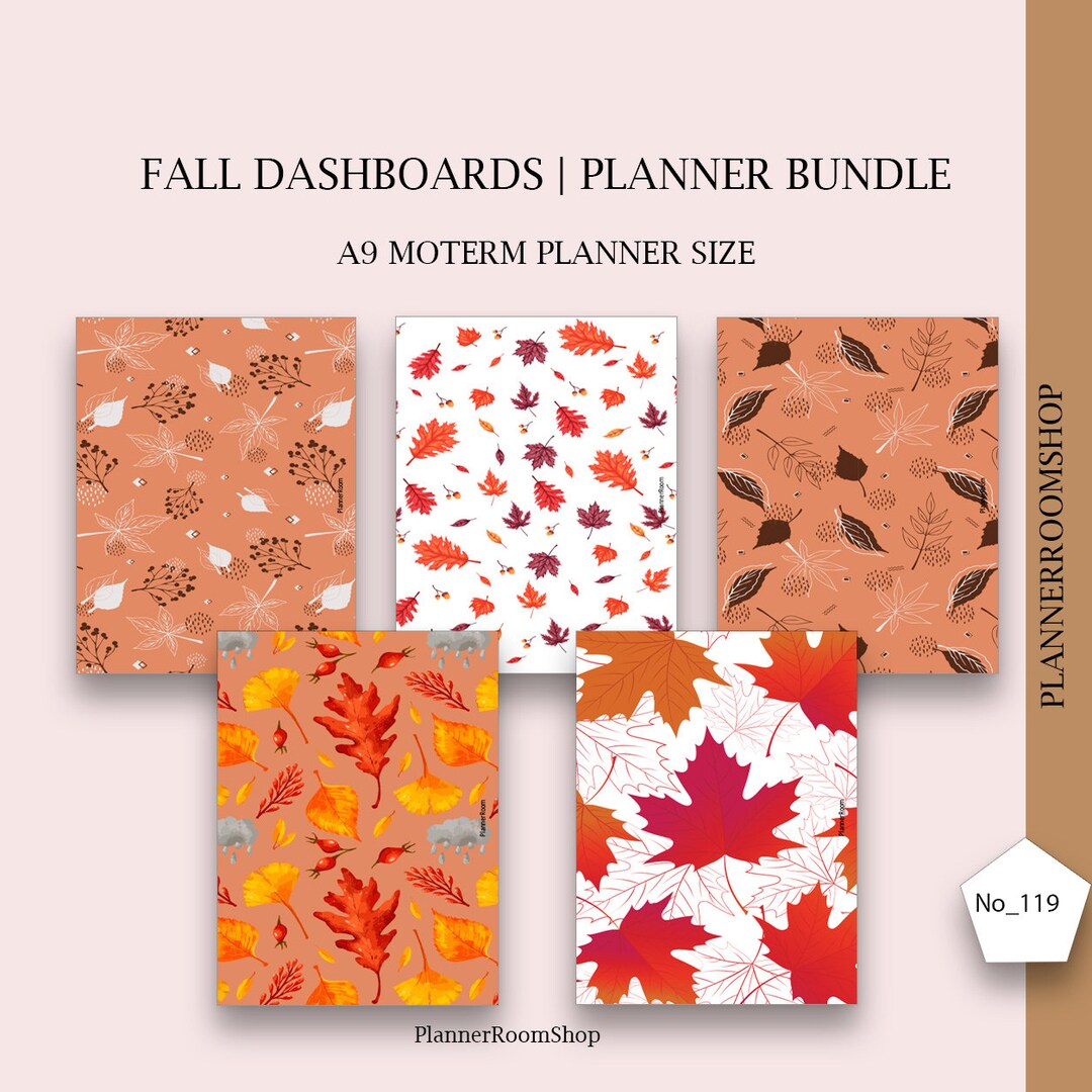 Fall Dashboards, Fall Prints for A9 Moterm Planner, Autumn Leaves ...