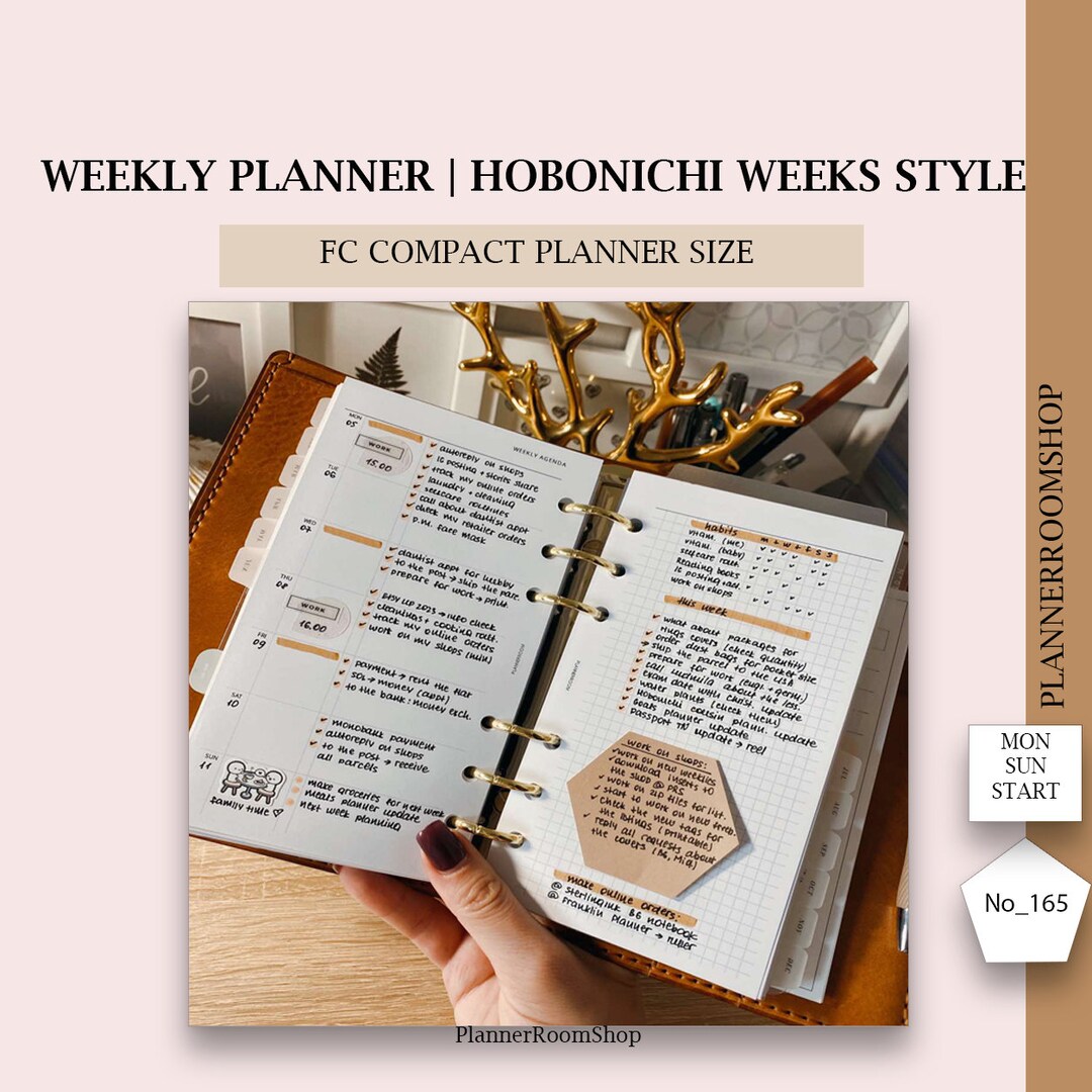 ADHD Printable Weekly Planner, Minimal Hobonichi Style, FC Compact ...