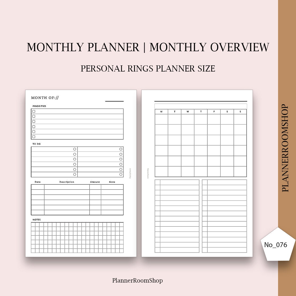 Monthly Planner Printable Personal Planner Inserts Agenda | Etsy