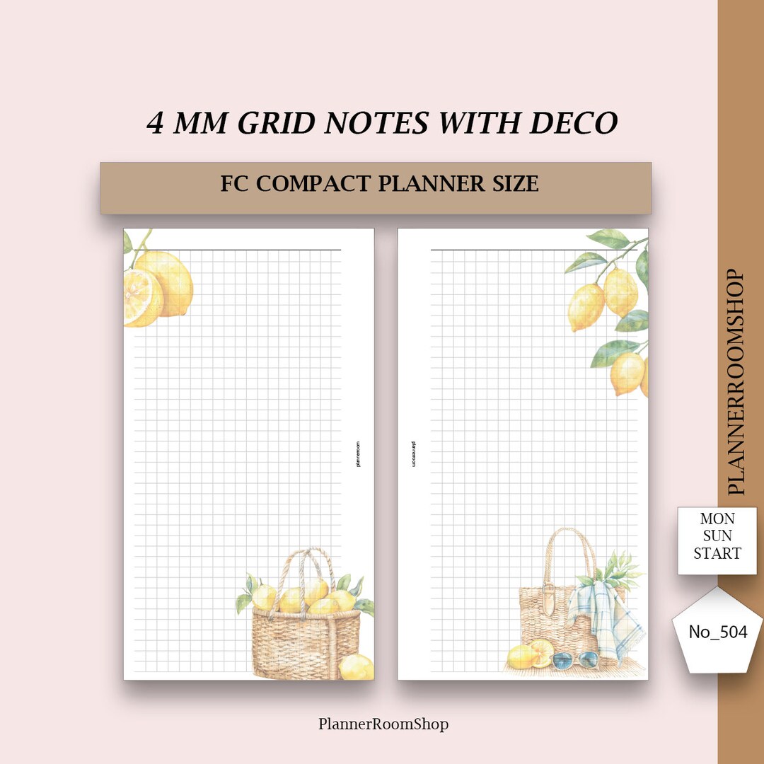 Printable Notes Template for FC Compact Planner Size, Notes Pages With ...