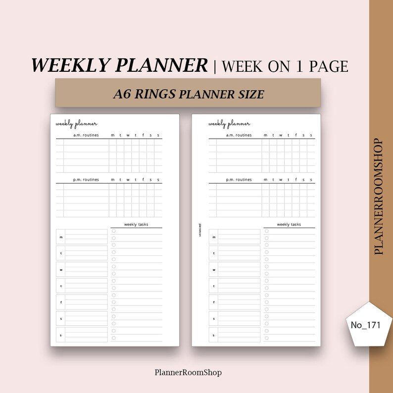 ADHD Printable Weekly Planner Adult for A6 Rings Size, Cleanings Planner, Work Printable Inserts ...