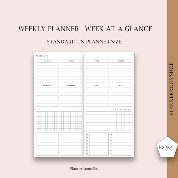 Standard TN Weekly Planner Printable Tn Inserts Minimal - Etsy