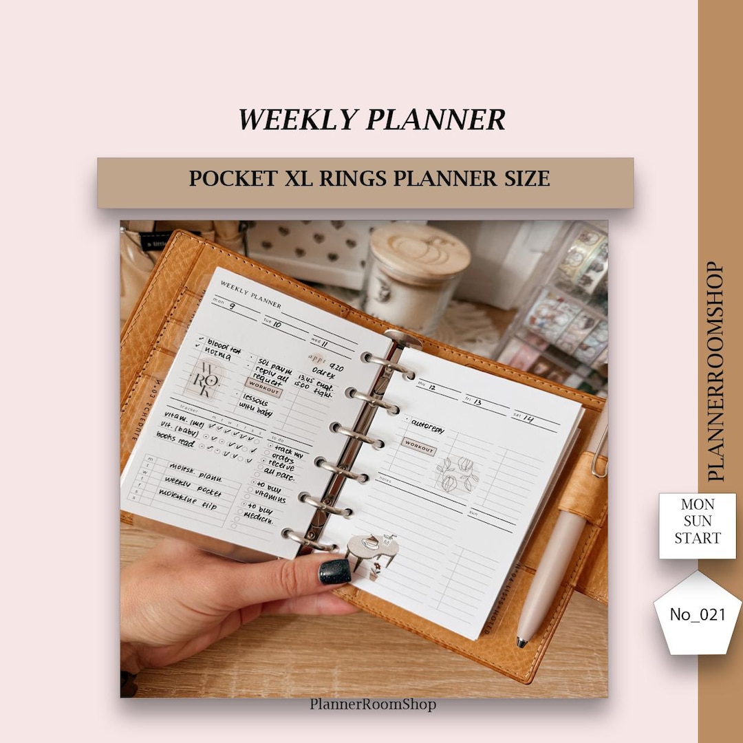 Minimal Vertical Weekly Planner, Week at a Glance, Weekly Agenda ...