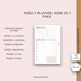 Weekly Planner Week on 1 Page Minimalist Weekly Weekly - Etsy