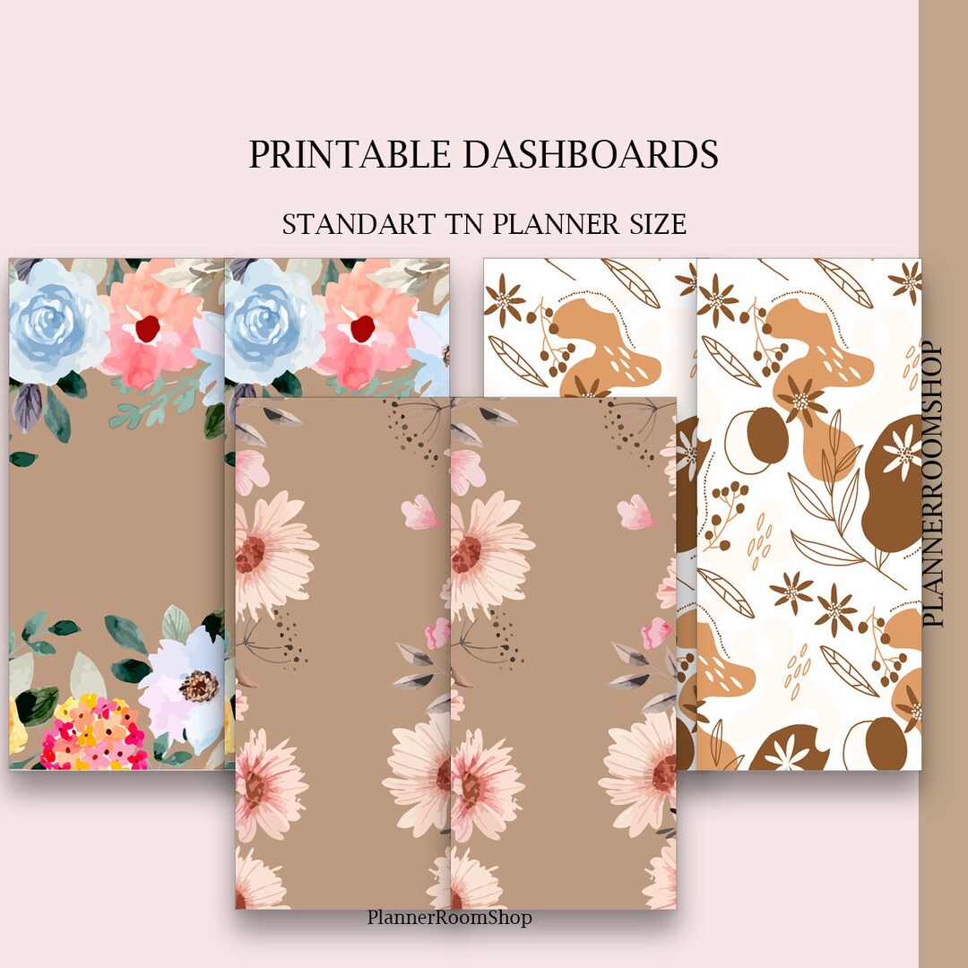 Printable Paper Dashboards, Standard TN Refill, Vellum Template, Floral ...