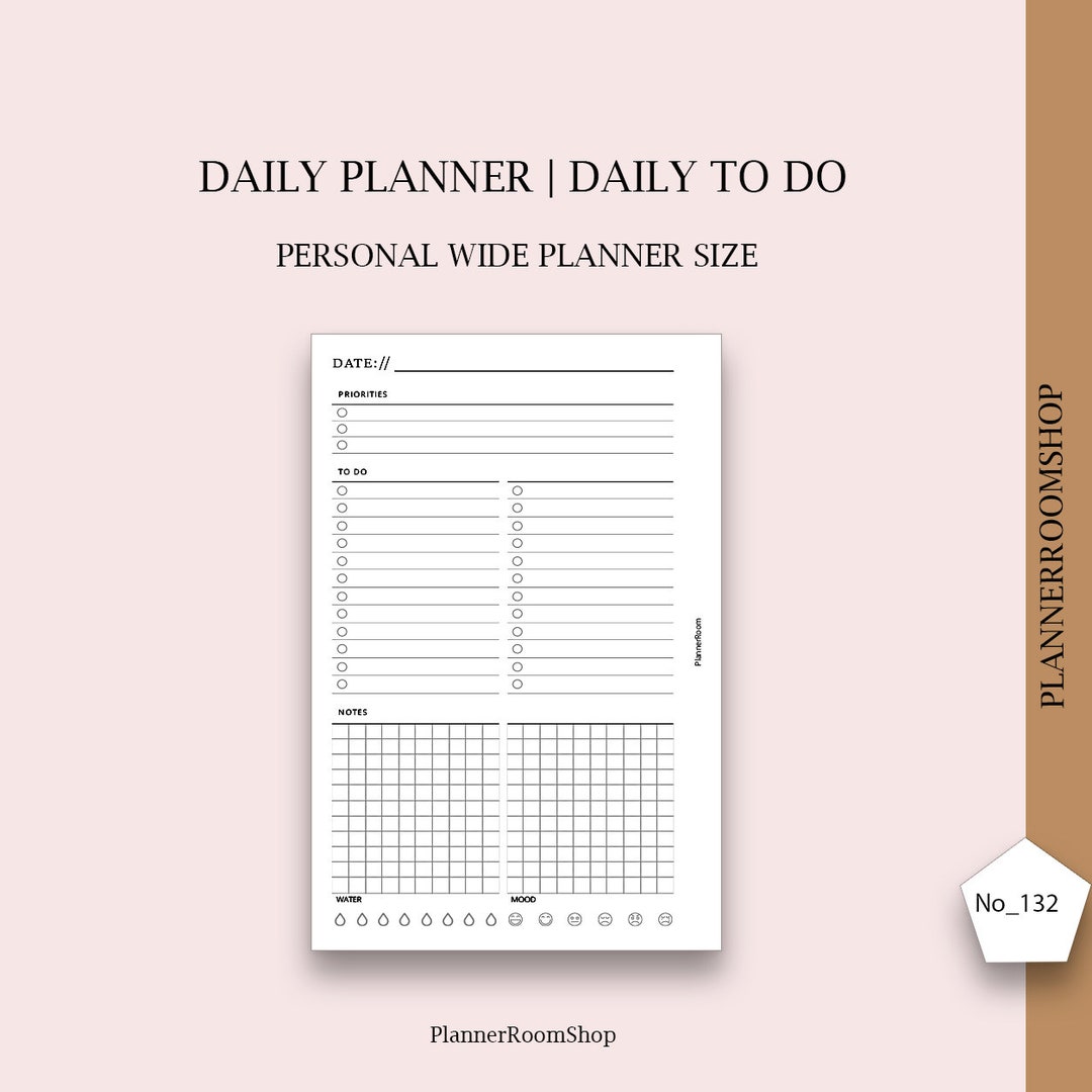 Daily Planner Printable Personal Wide Planner Inserts, Daily Planners ...