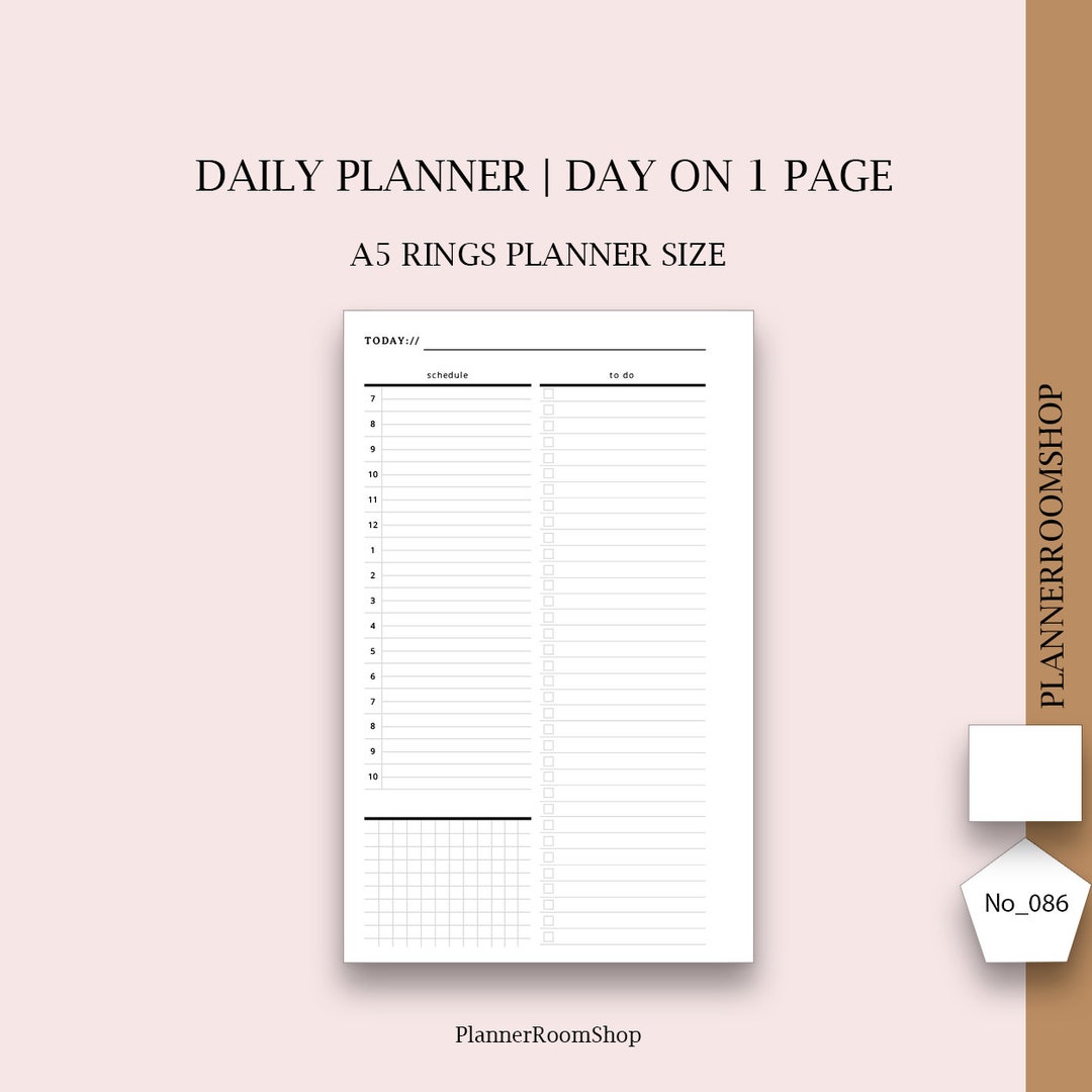 A5 Planner Inserts Printable, Daily Insert, A5 Inserts Weekly Undated ...