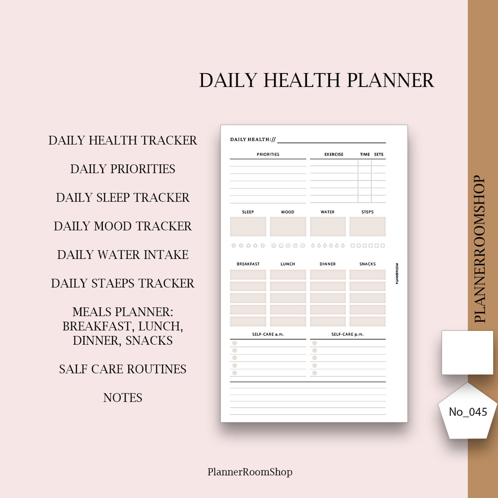 Daily Health Tracker Printable Personal Planner Size Monitor - Etsy