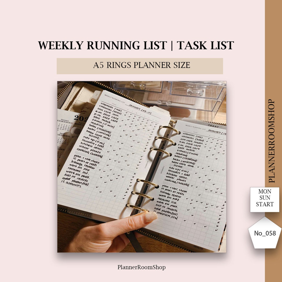 Daily Routine Insert, Weekly to Do List Inserts for A5 Rings Planner ...