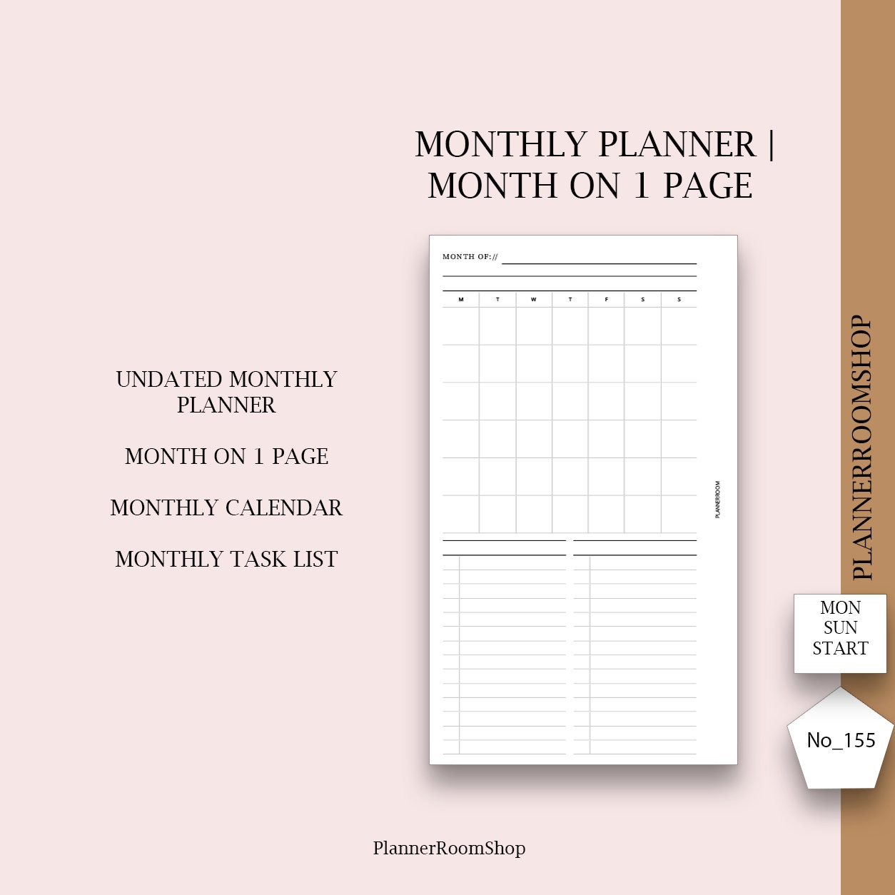 Printable Monthly Planner Inserts, Month on 1 Page for A5 Rings Planner ...