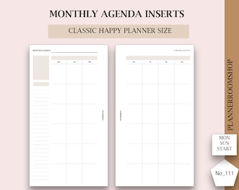 EDITABLE Classic Happy Planner Inserts, Happy Planner Inserts Printable ...