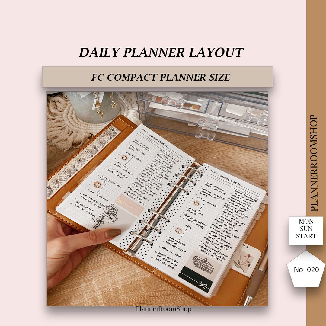 Daily Planner, FC Compact Rings Planner Size, Daily Schedule Inserts ...