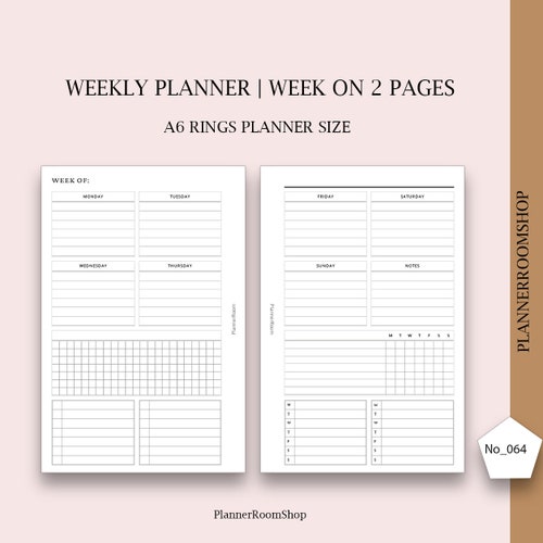 Weekly Planner Printable Pdf Week on Two Pages Vertical - Etsy