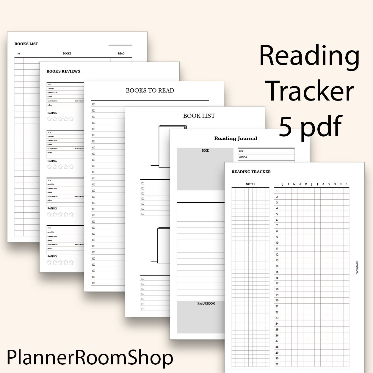 Books tracker Printables for reading Personal rings | Etsy