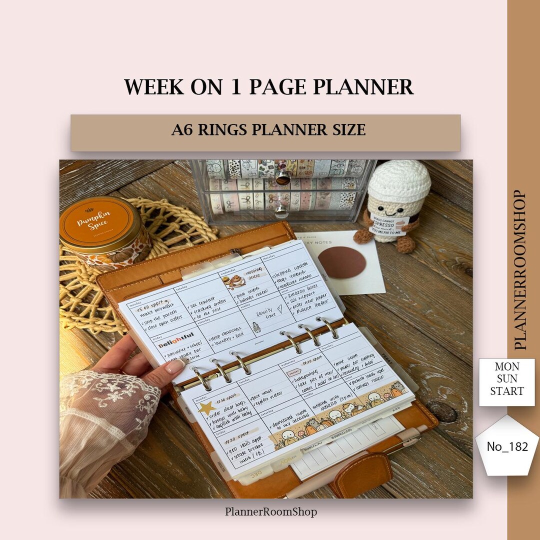 Week on 1 Page, Printable WO1P Planner, 1 Page Weekly Template, Week at ...