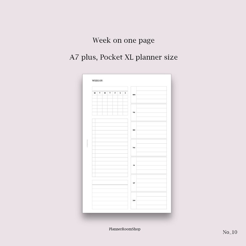 Weekly Printables Layout A7 Plus Pocket XL Planner Inserts | Etsy