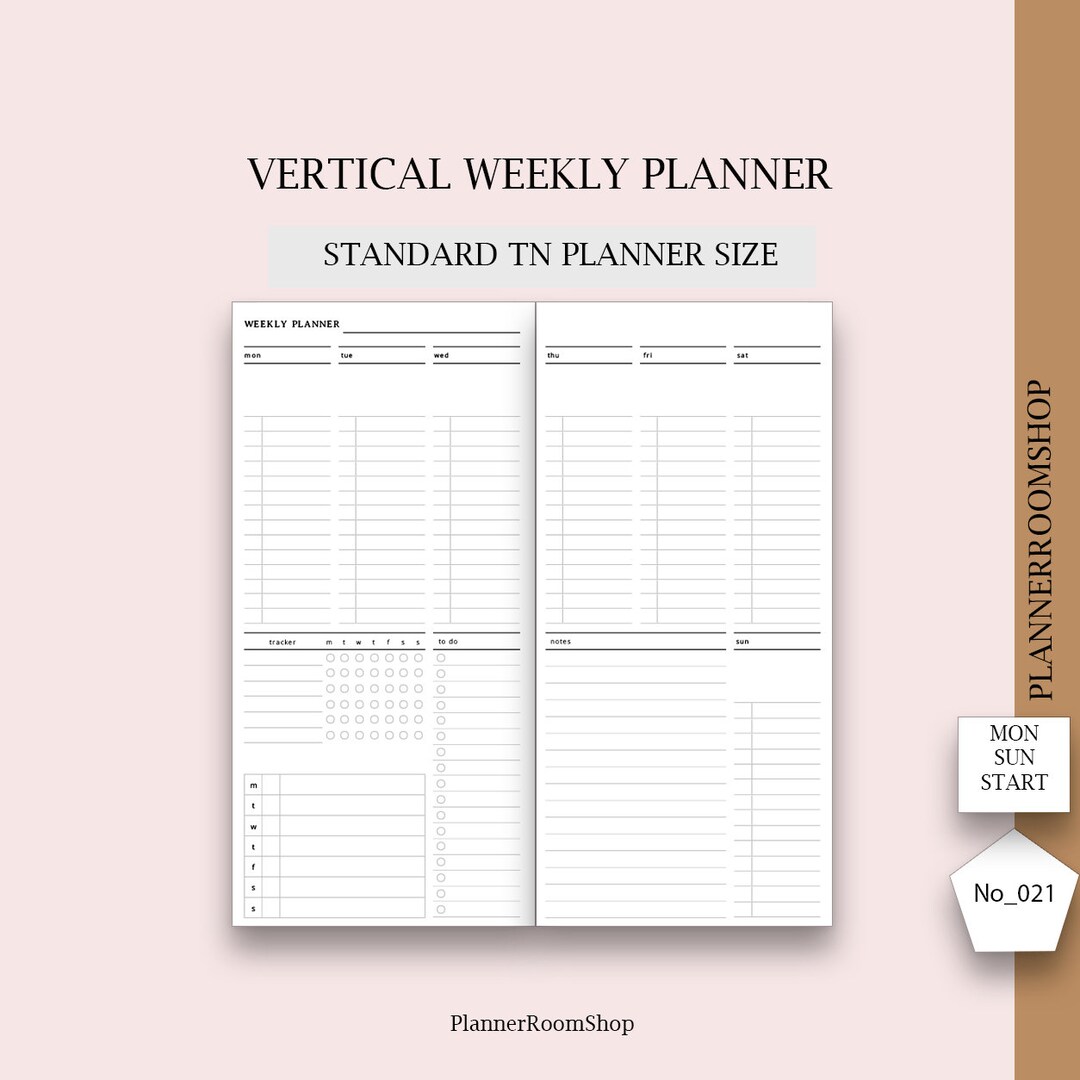 Printable Weekly Planner for Standard TN | Undated Traveler’s Notebook ...