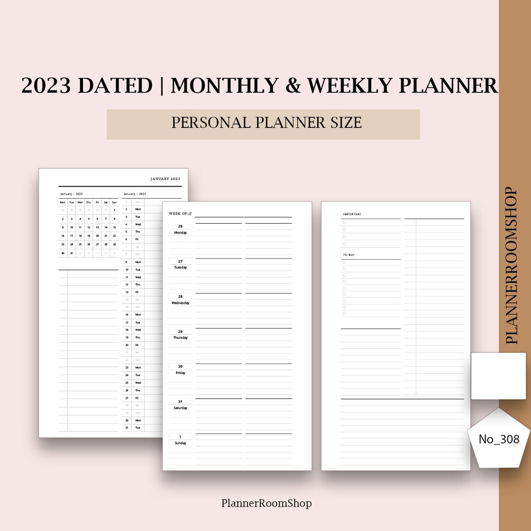 2023 DATED PRINTABLE Monthly and Weekly Planner for Personal - Etsy