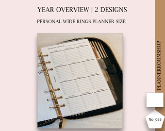 Yearly Planner Personal Wide, Year at a Glance, Printable Yearly ...