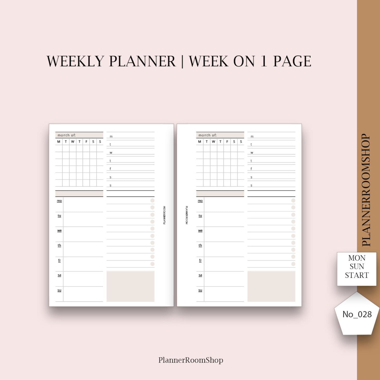 Weekly Planner Week on 1 Page Minimalist Weekly Weekly - Etsy