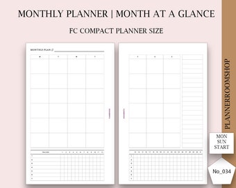 Monthly Planner Printable Minimalist Planner A6 Inserts, Undated Month ...