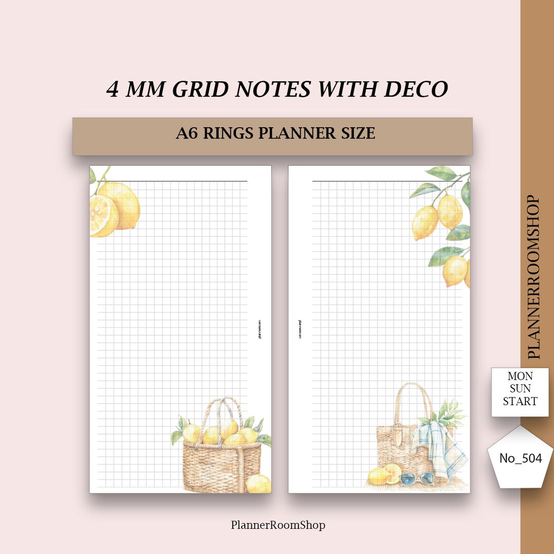 Printable Notes Template for A6 Rings Planner Size, Notes Pages, Study ...