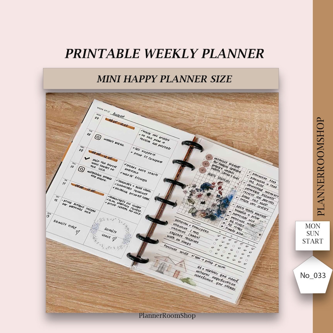 Mini Happy Plaqnner Inserts, Discbound Week on Two Pages, Printables ...