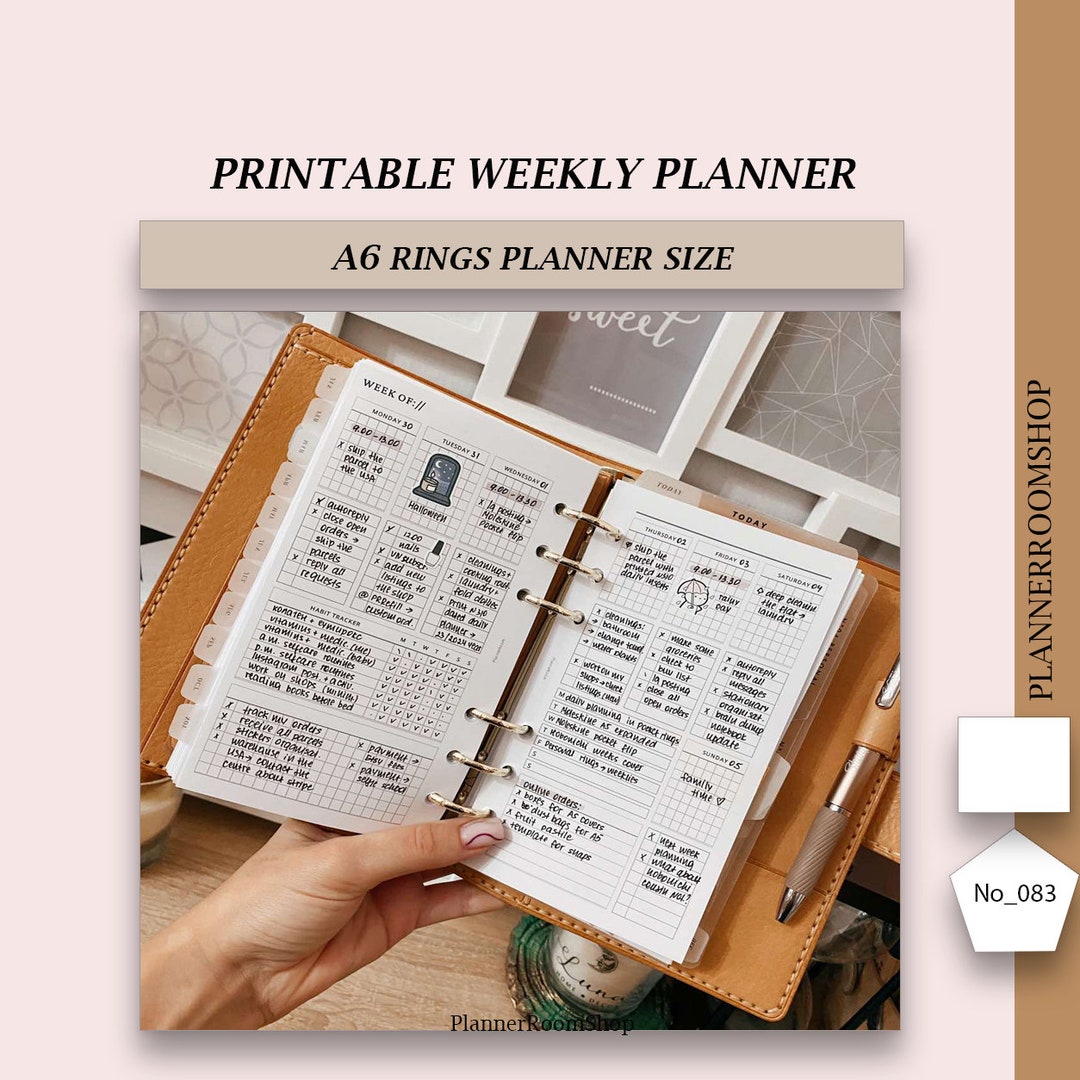 ADHD Printable Weekly Planner Adult, A6 Rings Planner Size, WO2P ...