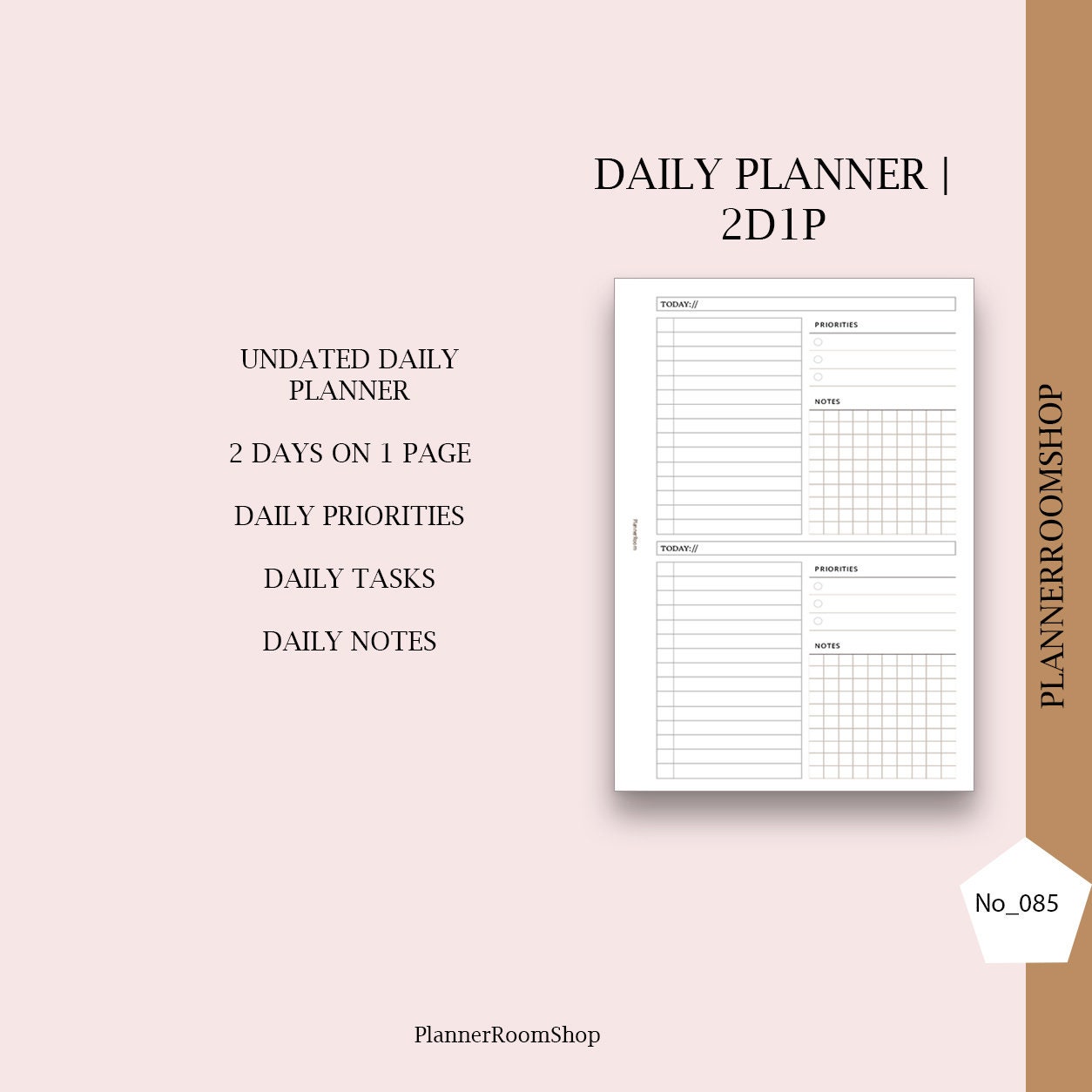 Two Days on One Page Planner, Personal Planner Printables Inserts ...