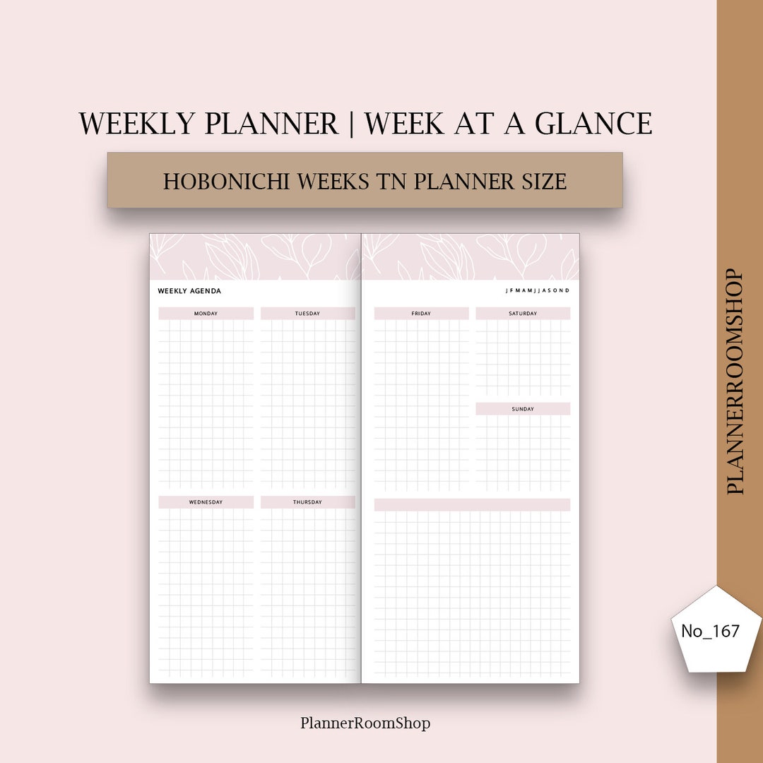Printable Weekly Planner for Hobonichi Weeks TN Planner Size, Pink ...