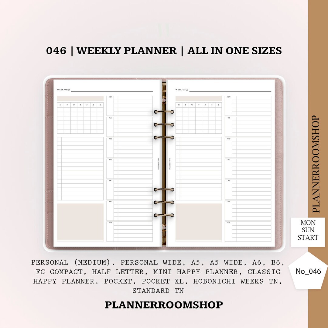 Weekly Agenda, Printables Pages, Weeklies Digital Download, Simple ...