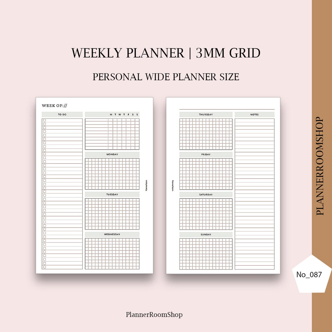 Weekly Planner Inserts, Personal Wide Planner, Printables Week on 2 ...