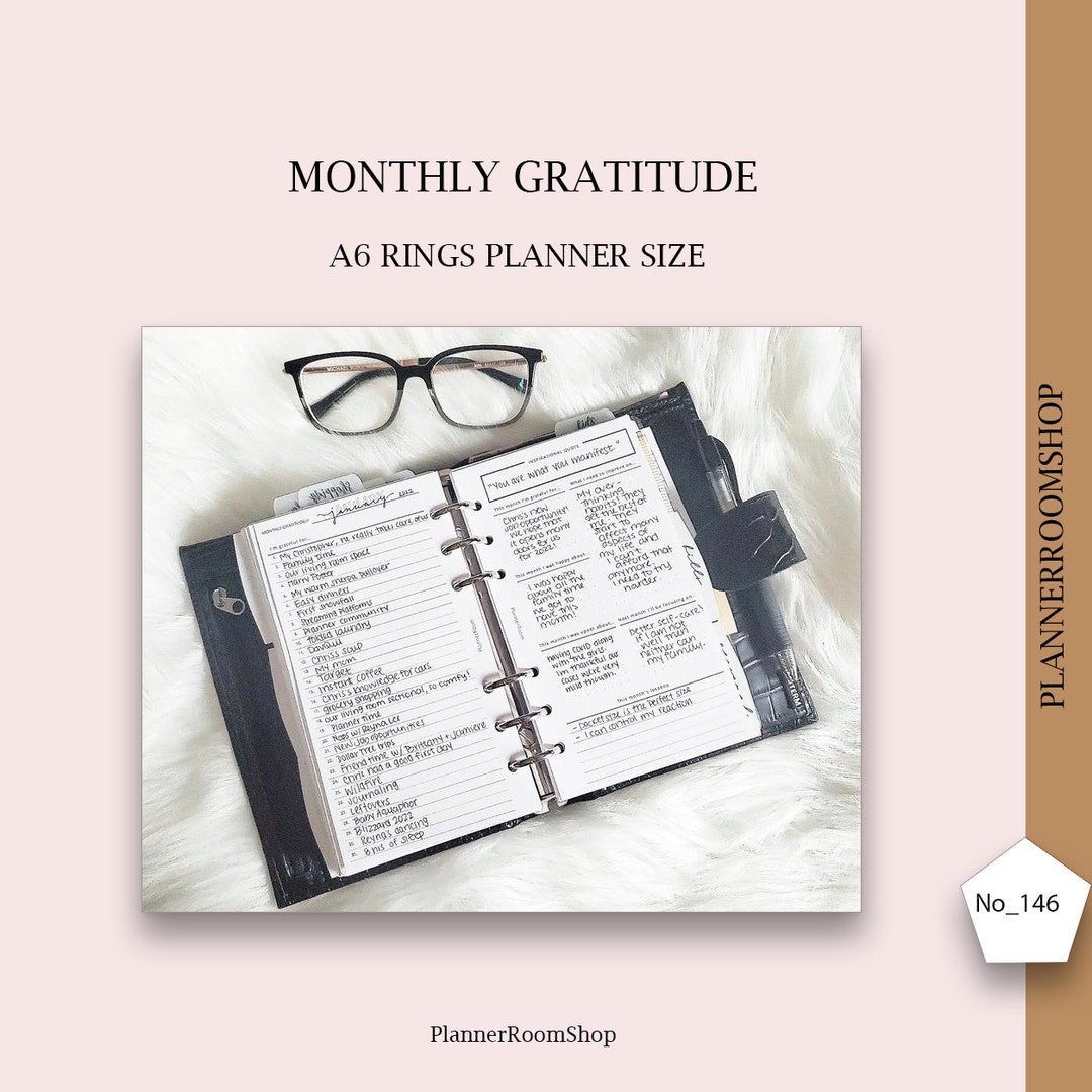 Gratitude Journal, A6 Printable Inserts, Monthly Printable Gratitude ...