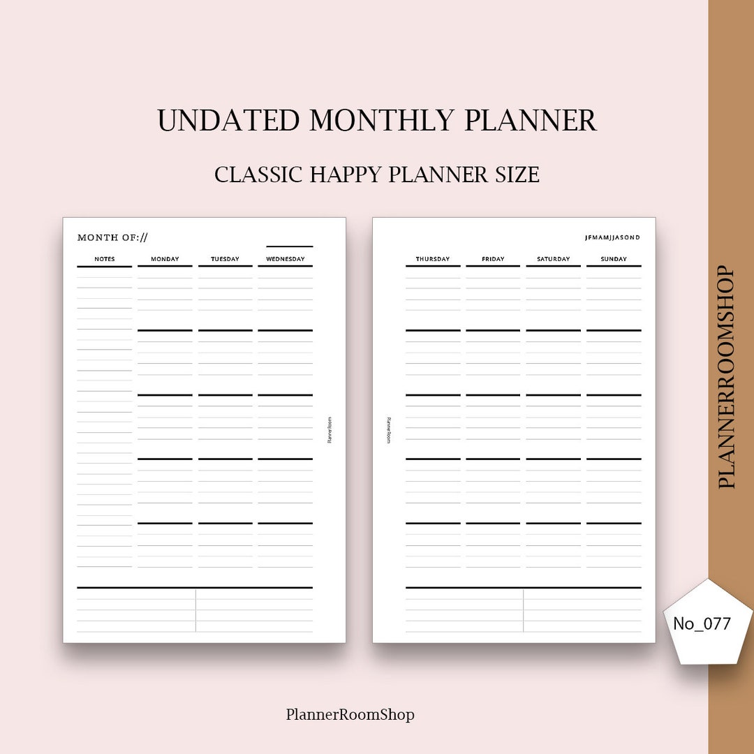 Classic Happy Planner Inserts, Happy Planner Inserts Printable, Monthly ...