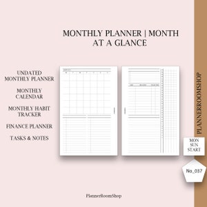Personal Wide Monthly Calendar, Month on 2 Pages Planner, Monthly ...