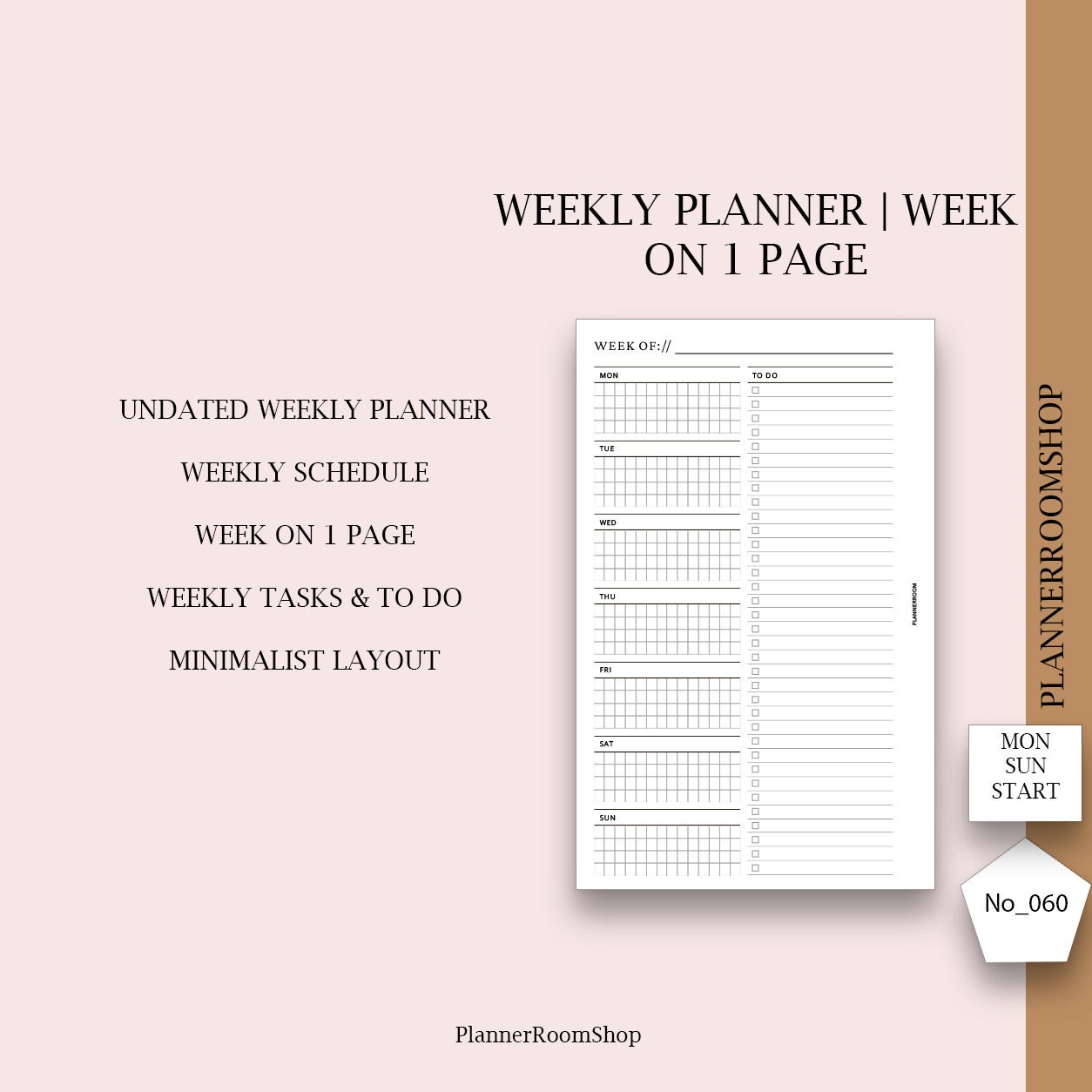 Week on One Page Printable Personal Inserts Weekly 1 Page | Etsy
