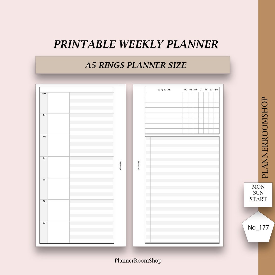 Printable ADHD Weekly Planner Adult, Hobonichi Weeks Style, Week at a ...