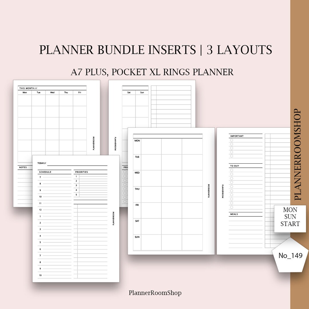 Printable Planner Bundle , Undated Planner Printables, Pocket Plus ...