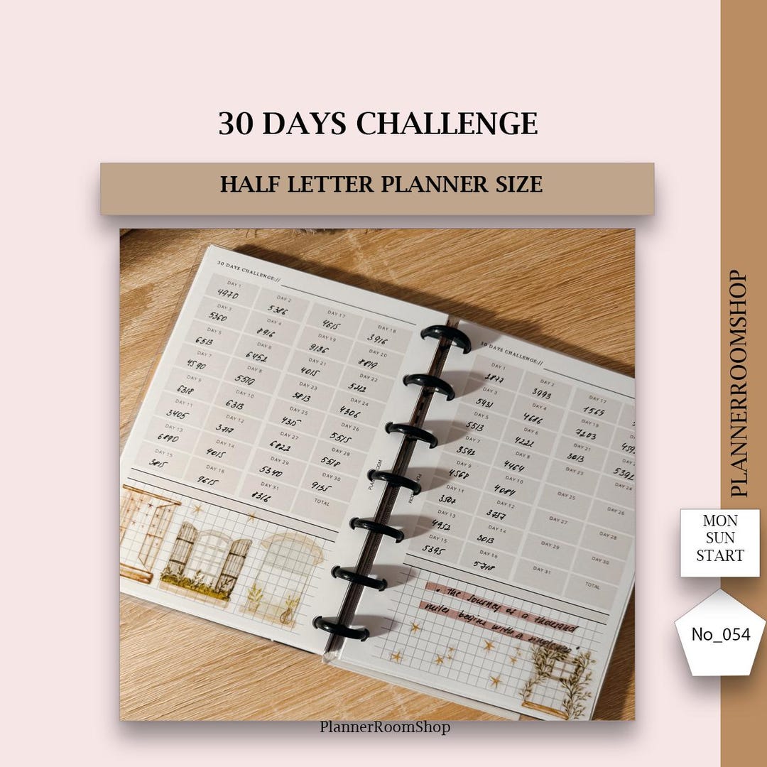 Printable Planner Challenge, Half Letter Size, Savings Challenge, Money ...
