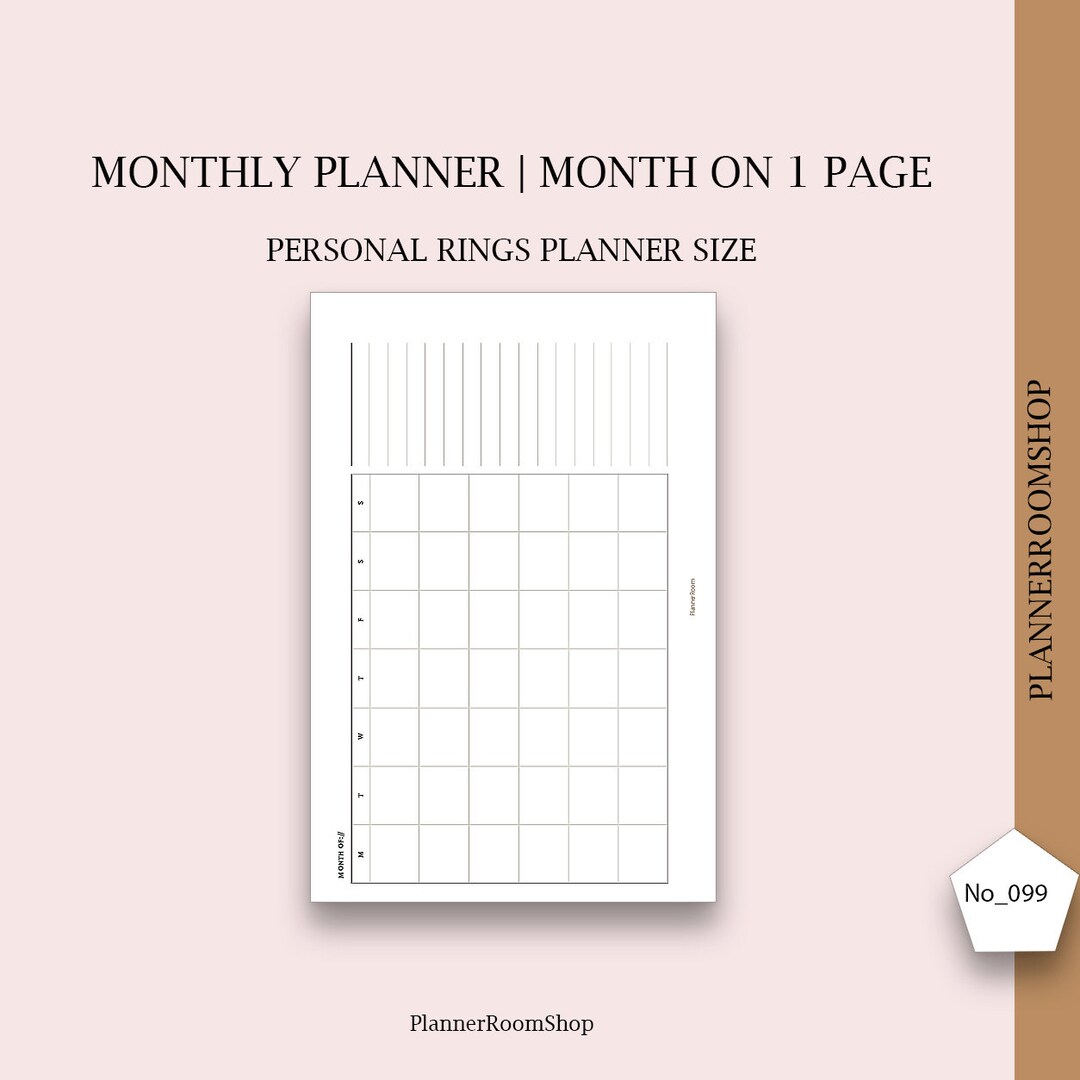 Undated Monthly Planner, Personal Rings Planner Size, Month at a Glance ...