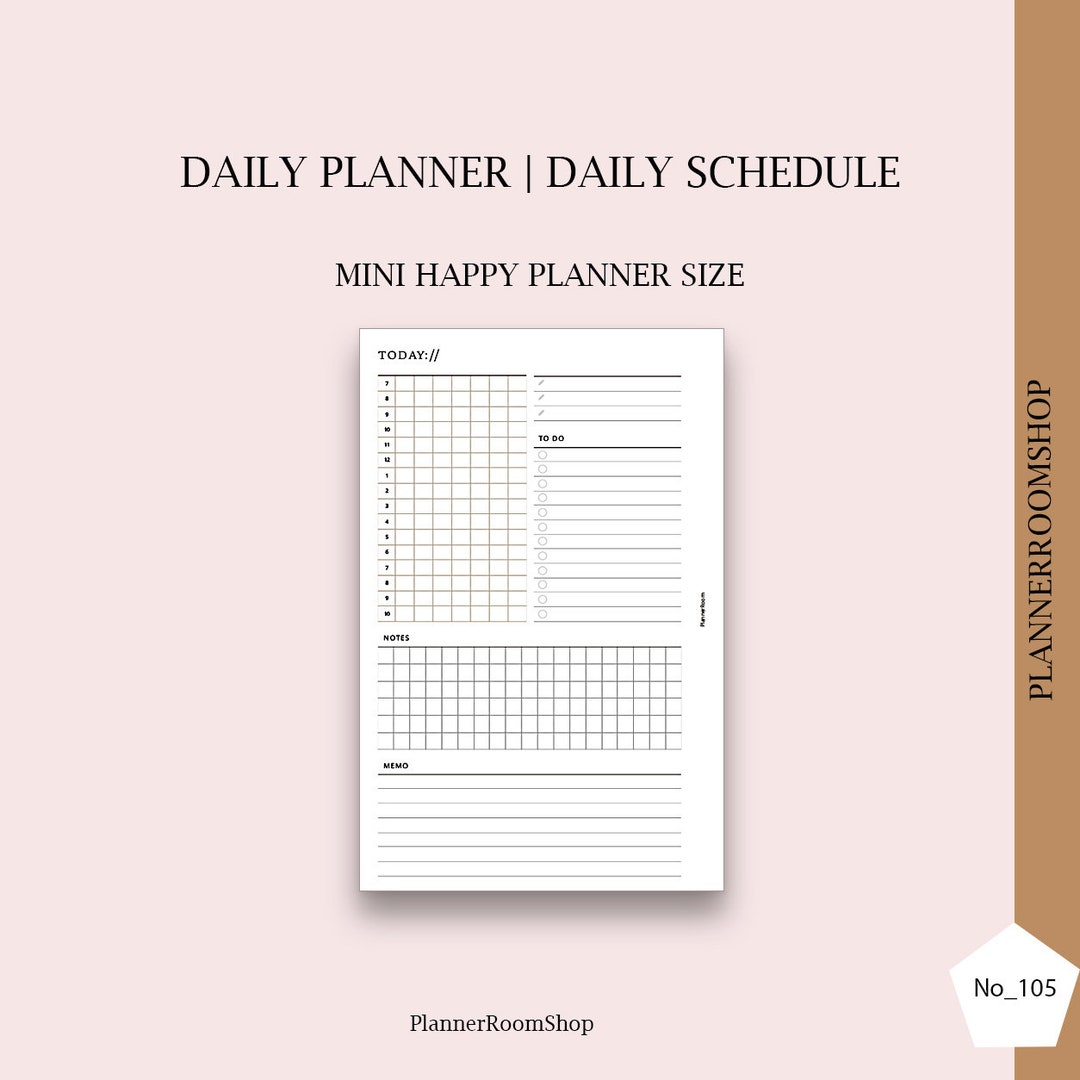 Daily Planner Happy Planner Mini PDF, Day Planner Productivity Planner ...