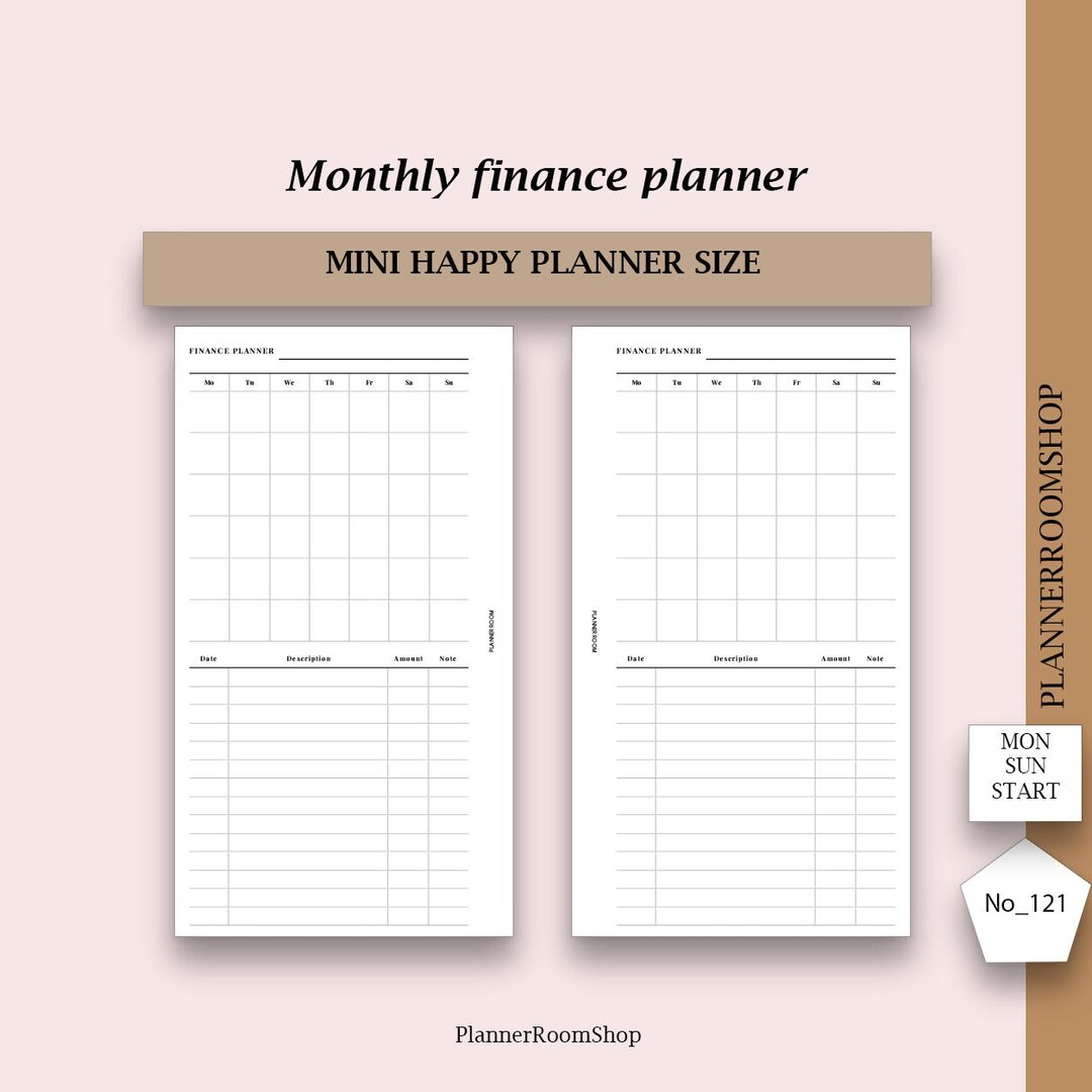 Financial Planner Inserts, Budget Planner, Mini Happy Planner Size ...