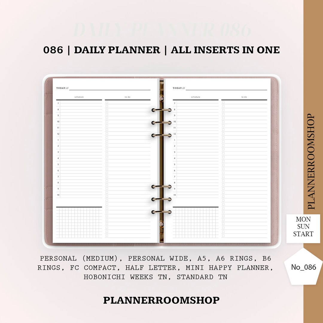 Daily Planner Printable Planner Inserts, Daily Planners Half Hour ...