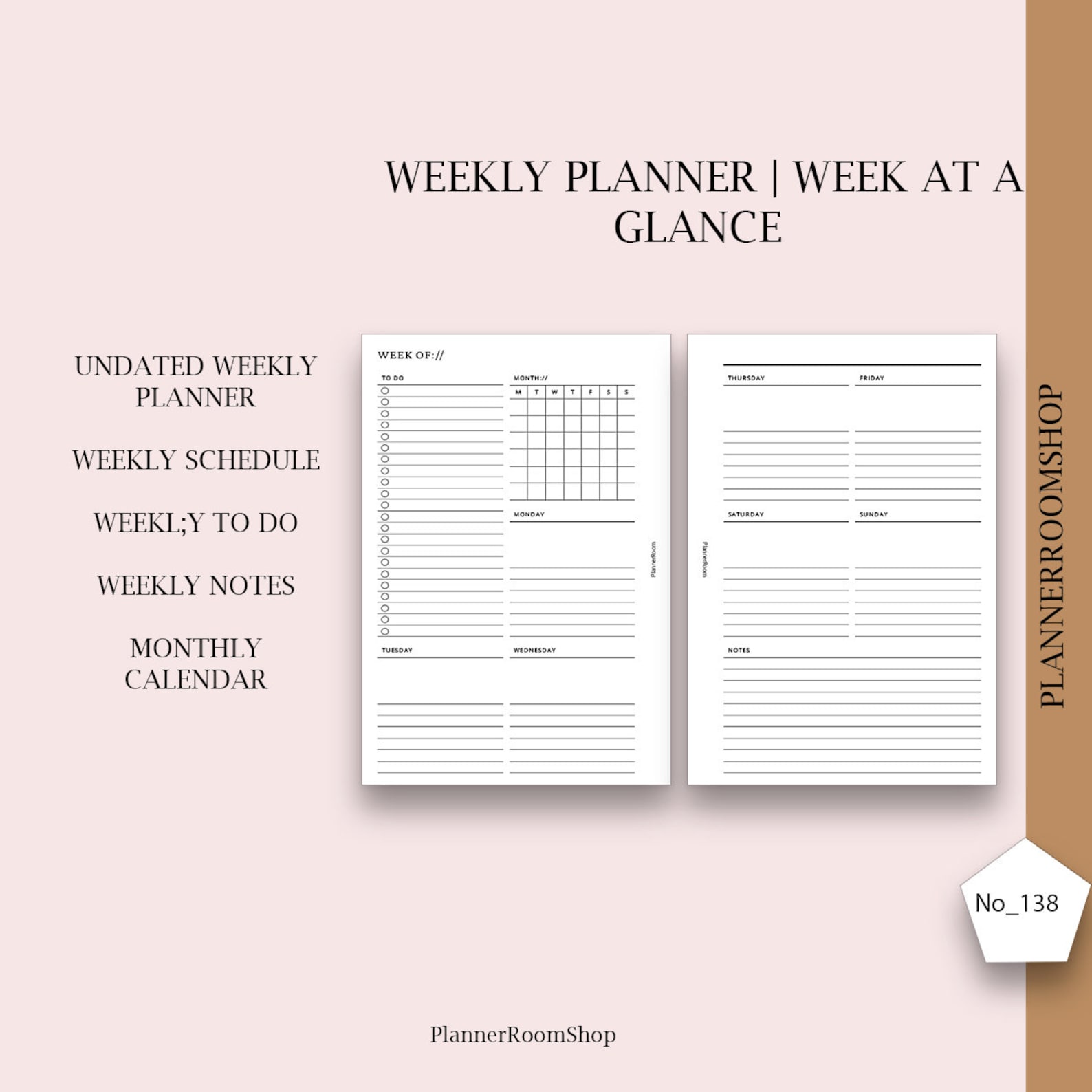 Weekly Printable Inserts, Personal Refill, Weekly Agenda, Weekly ...