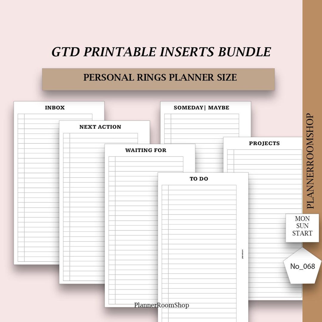 GTD Printable Planner, Inbox Personal Rings, Inbox Insert Inbox Tracker ...
